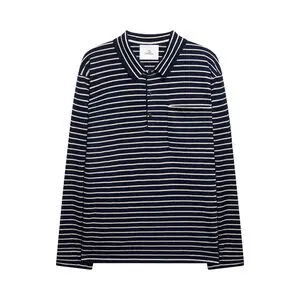 THE ELDER STATESMAN Superlight Polo Shirt 'navy/canvas - Blue