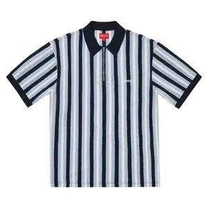 Supreme Open Knit Stripe Zip Polo 'navy - Blue