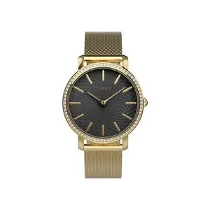 TIMEX Transcend Gold Tone Stainless Steel Mesh Watch - Black