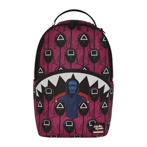 SPRAYGROUND Squid Game Collab Front & Pink Guard Sharks Backpack - Multicolor