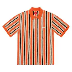 Supreme Open Knit Stripe Zip Polo - Orange