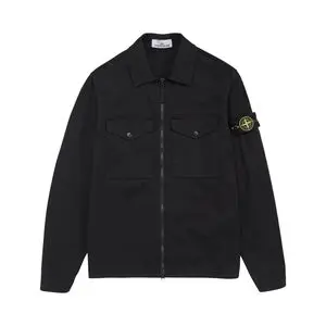 Stone Island Zip-up Shirt With Classic Collar And Chest Pockets