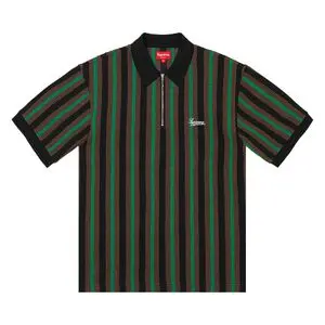 Supreme Open Knit Stripe Zip Polo - Black