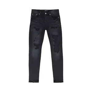 PURPLE BRAND Lurex Repair Skinny Jeans - Black