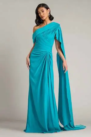 Tadashi Shoji Ember Cape Sleeve Gown - Teal