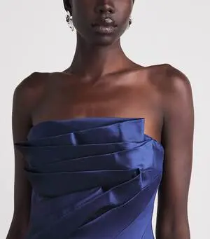Talbot Runhof Mikado Satin Pleated Gown