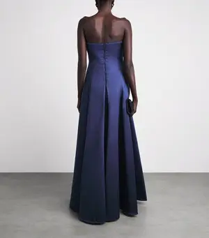 Talbot Runhof Mikado Satin Pleated Gown