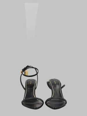TOM FORD Leather Stiletto Sandals With Ankle Strap And Gold Tone Hardware