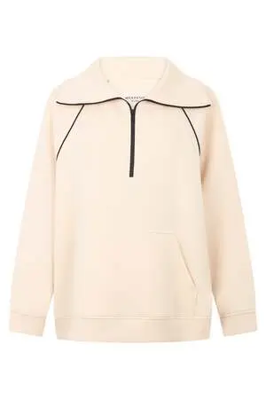 Max Mara Zip-up Hoodie Lightweight Sweatshirt With Partial Collar Zipper