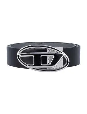 DIESEL® Reversible Leather Belt With Shiny Oval Buckle 3 Cm Height
