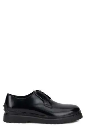 TOD`S Shiny Leather Lace-up Shoe With Flat Comfort Sole - Black