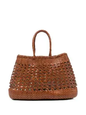 Dragon Diffusion Mini Woven Leather Bag With Tassel Handle - Marrone