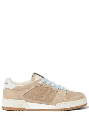Fendi Leather Sneakers With Ff Embossing - Beige