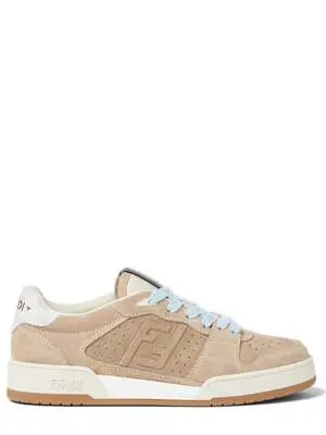 Fendi Leather Sneakers With Ff Embossing - Beige