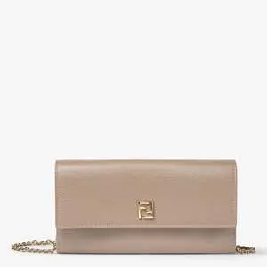 Fendi Mini Leather Flap Wallet Crossbody, 10.5 Cm - Grigio
