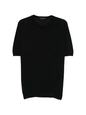 Tagliatore Short-sleeved Cotton Sweater - Nero