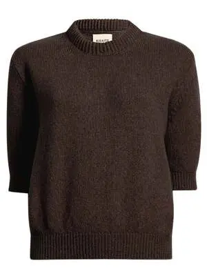 Khaite Cashmere Crewneck Sweater With Ribbed Trim - Marrone