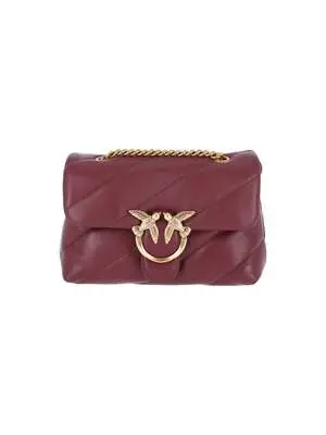 Pinko Leather Small Crossbody Bag With Metal Chain Strap - Red