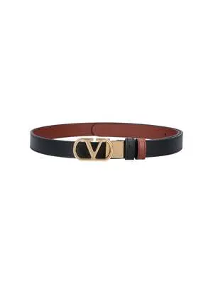 Valentino Garavani VALENTINO GARAVANI Leather Logo Buckle Belt Black