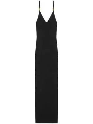 Versace Safety Pin Hardware V-neck Sleeveless Dress - Nero
