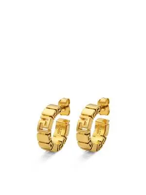 Versace Greek Motif Mini Hoop Earrings In Brass - Oro