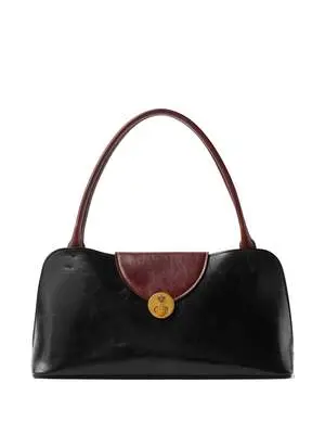 Versace Medusa Embossed Leather Top-handle Twist-lock Foldover Bag 20cm X 40cm X 14cm - Nero