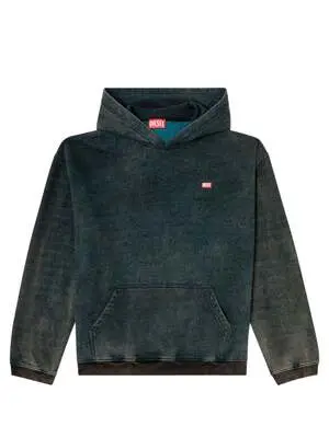 DIESEL® Hooded Sweatshirt With Chest Logo Print - Nero