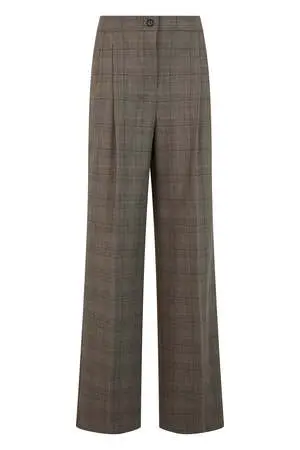 Pinko Checkered Wide-leg Trousers With Elastic Waist