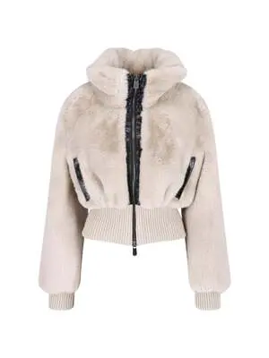 Pinko Cropped Utility Jacket With Textured Finish - Beige