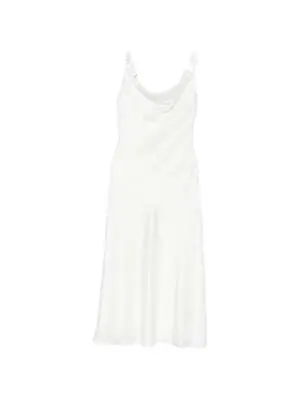 ROTATE BY BIRGER CHRISTENSEN Jacquard Floral Slip Dress With Thin Straps And Open Back - Bianco