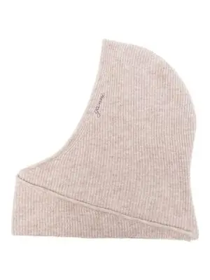 GANNI Embroidered Logo Hat In Alpaca And Merino Wool Blend