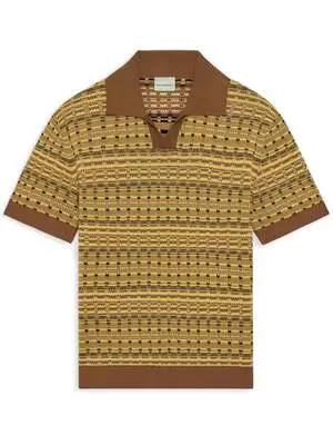 Drole De Monsieur Coogie Knit Short-sleeve Polo With Open Collar, Relaxed Fit - Giallo