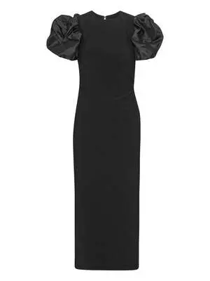 ROTATE BY BIRGER CHRISTENSEN Round Neck Puff Sleeve Mini Dress With Short Sleeves - Nero