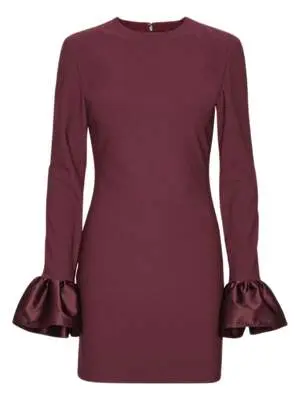 ROTATE BY BIRGER CHRISTENSEN Back Zip Long Sleeve Dress With Flared Cuffs - Rosso
