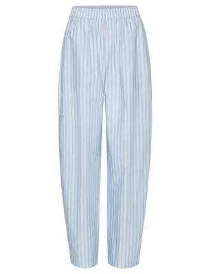 ROTATE BY BIRGER CHRISTENSEN Striped Poplin Pull-on Pants With Elastic Waistband And Side Pockets - Azzurro
