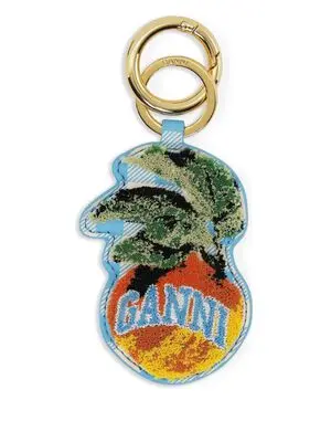 GANNI Gold-tone Keyring And Clasp With Logo, W 6 X H 15 X D 0.3 Cm - Azzurro