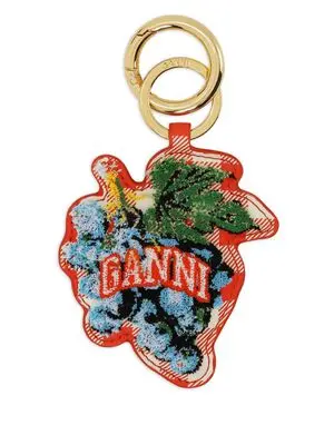 GANNI Gold-tone Keyring And Clasp Logo Keychain - Rosso
