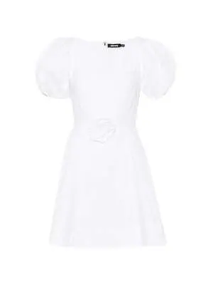 ROTATE BY BIRGER CHRISTENSEN Puff Sleeve Square Neck Mini Dress - Bianco