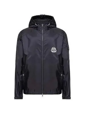 Moncler Polyamide Adjustable Hood Zip Jacket With Snap Pockets And Drawstring Hem - Blu