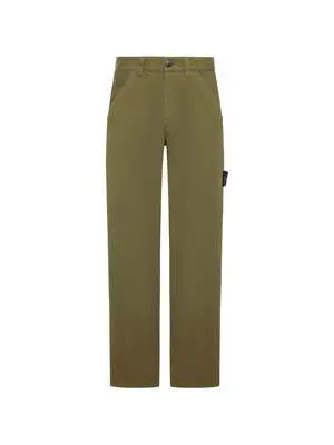 Stone Island Cotton Trousers With Zip Fly And Patch Pockets