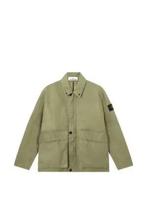 Stone Island Stand-collar Zip Jacket With Snap-placket Pockets - Verde