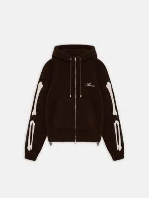 Amiri Bone Detail Zip-front Hooded Sweatshirt
