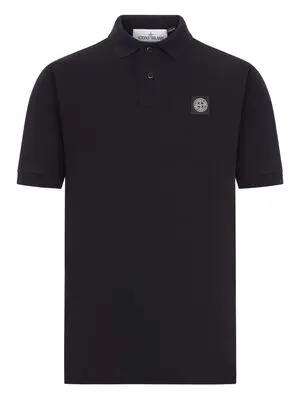 Stone Island Slim-fit Short-sleeve Polo Shirt With Compass Logo - Nero