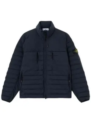Stone Island Stand Collar Zip Jacket With Badge Detail - Blu