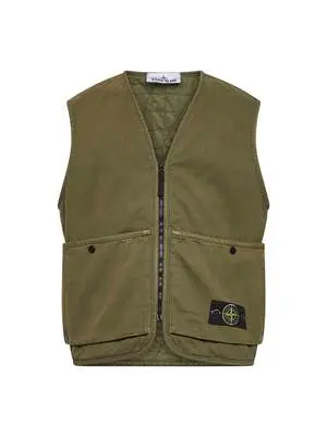Stone Island Quilted Cotton Vest With Zip-up Closure