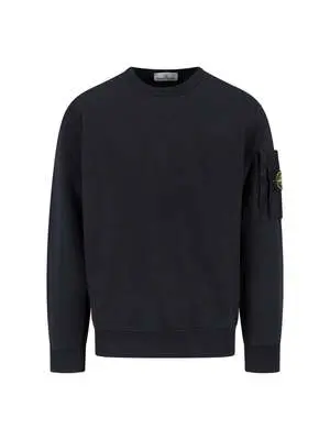 Stone Island Cotton Ripstop Patch Pocket Sweatshirt - Nero
