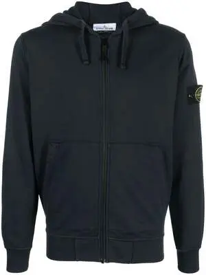 Stone Island Zip-up Cotton Hooded Jacket - Blu