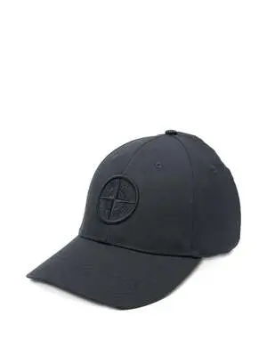 Stone Island Cotton Reps Baseball Cap With Raised Compass Logo - Blu