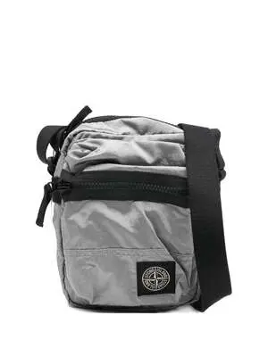 Stone Island Mini Front Zip Bellows Pocket Crossbody Bag With Adjustable Shoulder Strap - Grigio