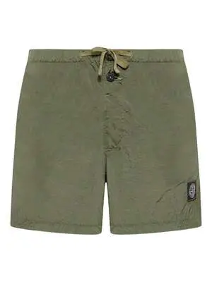 Stone Island Slim-fit Cargo Shorts With Contrasting Stitching And Compass Patch - Verde